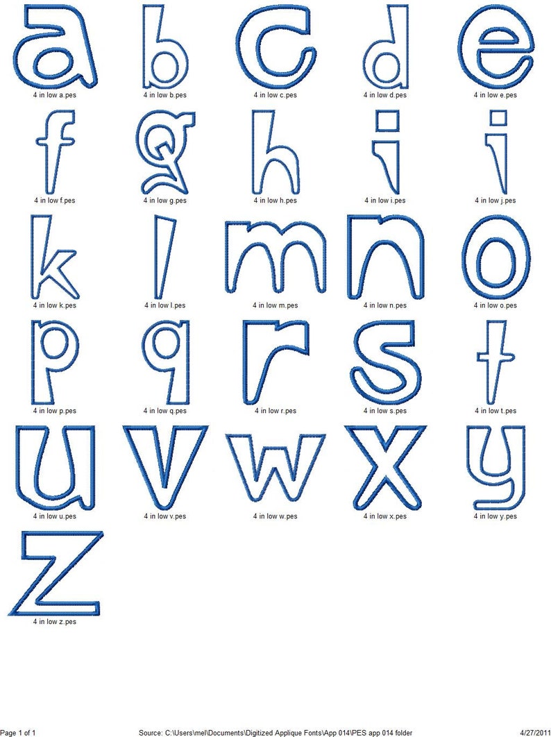 Applique Font 014 Machine Embroidery Monogram Font Alphabet | Etsy