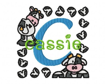 Moo Cow Machine Embroidery Monogram Font Alphabet Design Set | Etsy