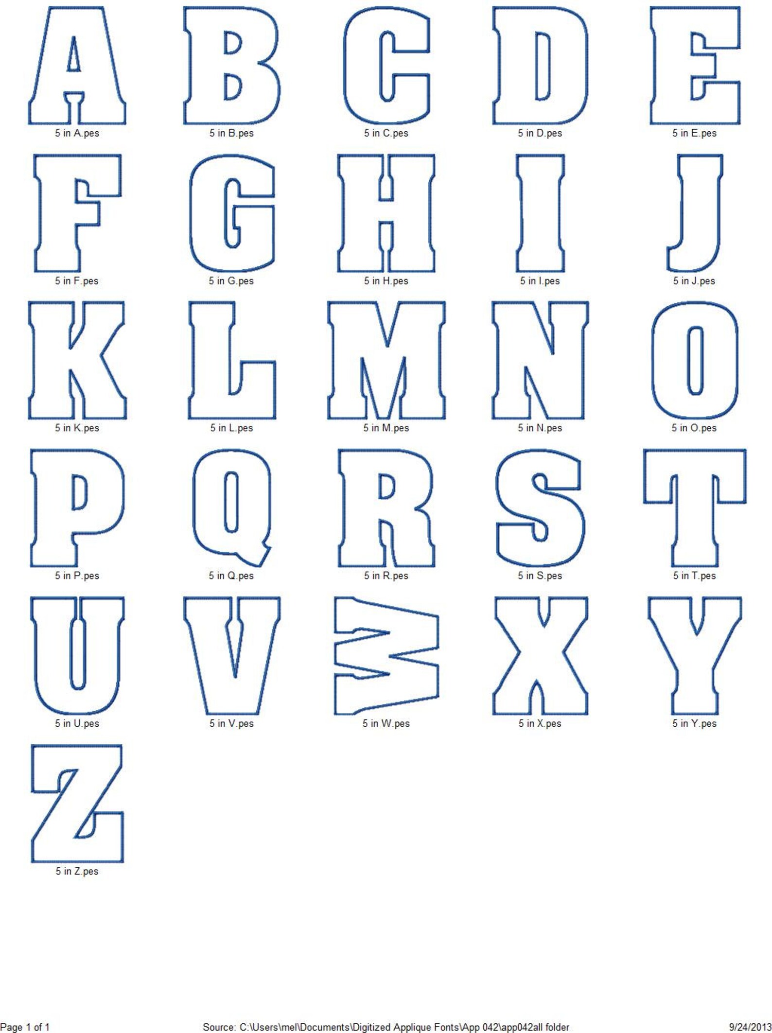 Applique Font #042 Machine Embroidery Monogram Font Alphabet Design Set ...