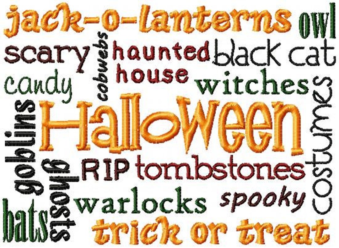Halloween Word Block Subway Art Machine Embroidery Design INSTANT ...