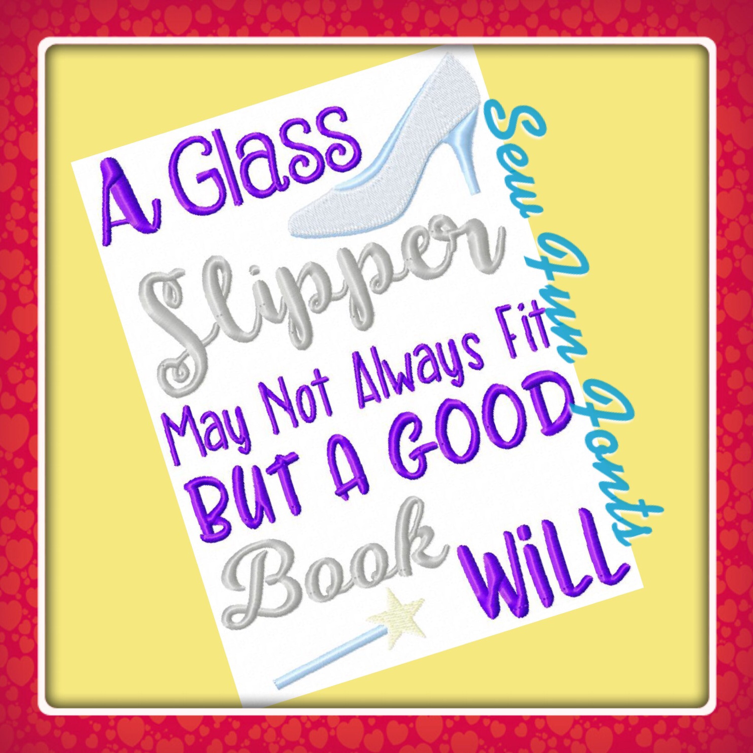 Glass Slipper Reading Pillow Saying, 5x7 Embroidery Design (instant ...