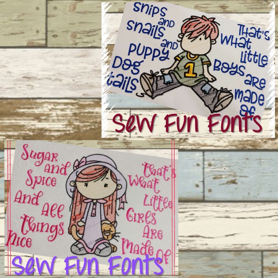 Design Set ~ Sugar and Spice, Snips and Snails, Reading Pillow Saying ...