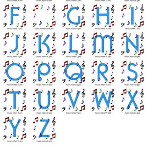 Music Notes Machine Embroidery Monogram Font Alphabet Design Set ...