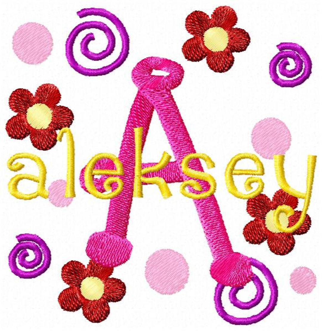 Girlie Girl Machine Embroidery Monogram Font Alphabet Design Set ...