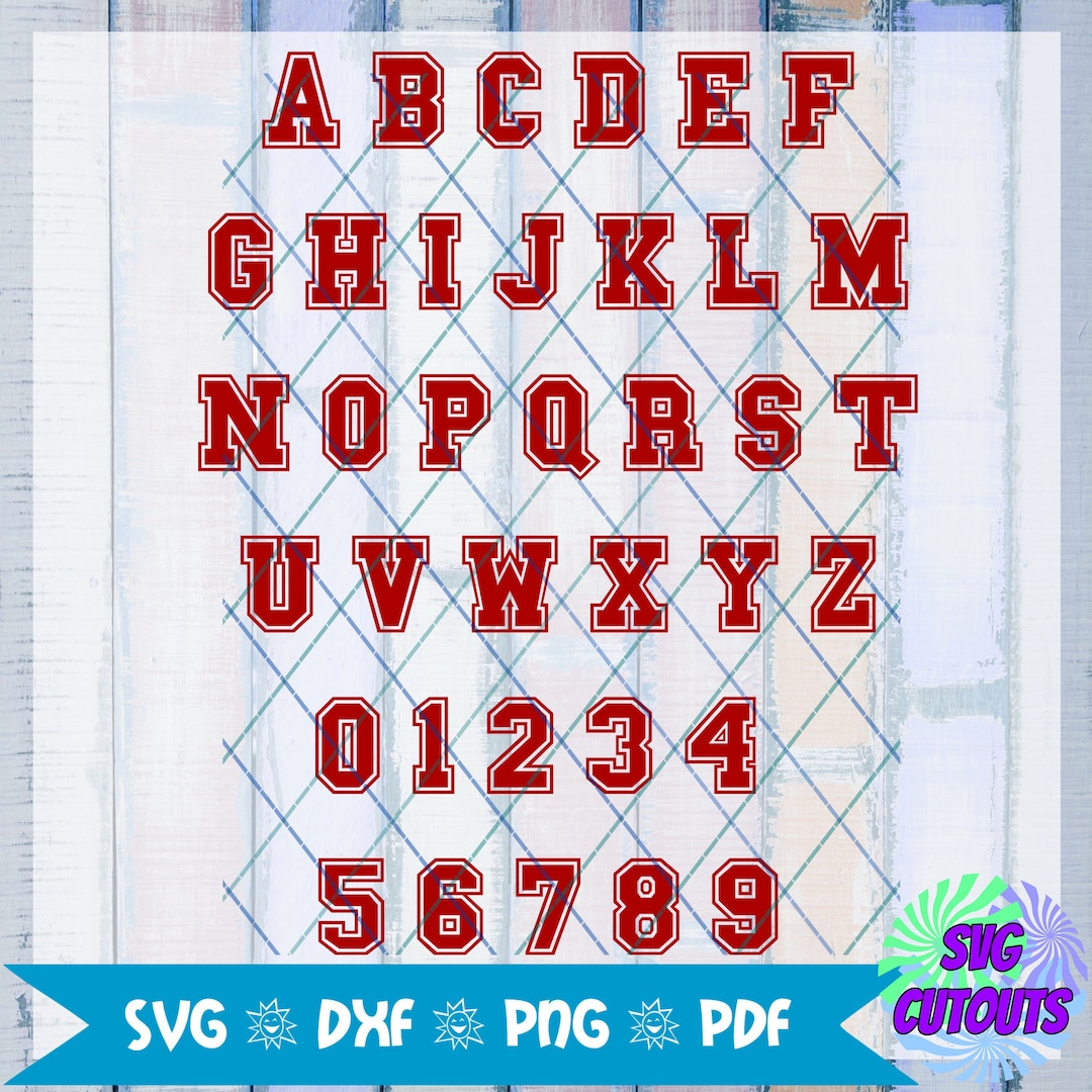 Athletic Block Monogram Alphabet Font Design SVG & DXF Cut - Etsy