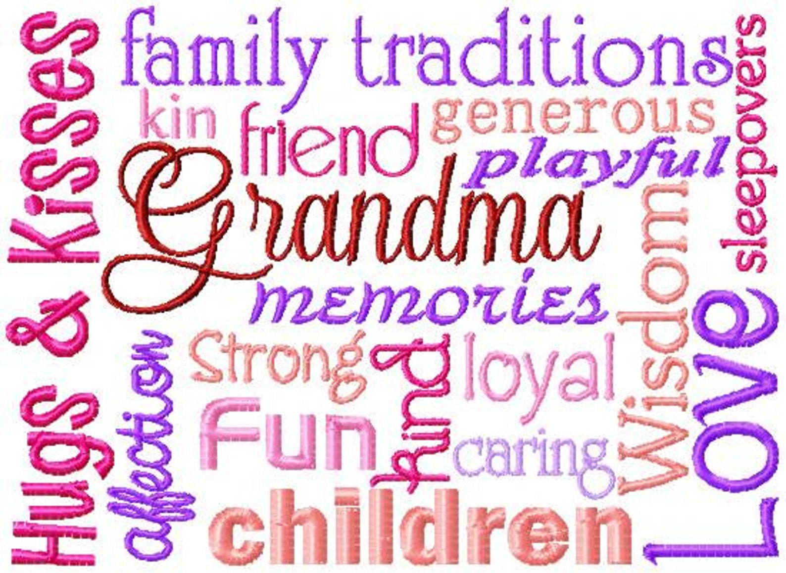 Grandma Word Block ~ Subway Art Machine Embroidery Design INSTANT ...