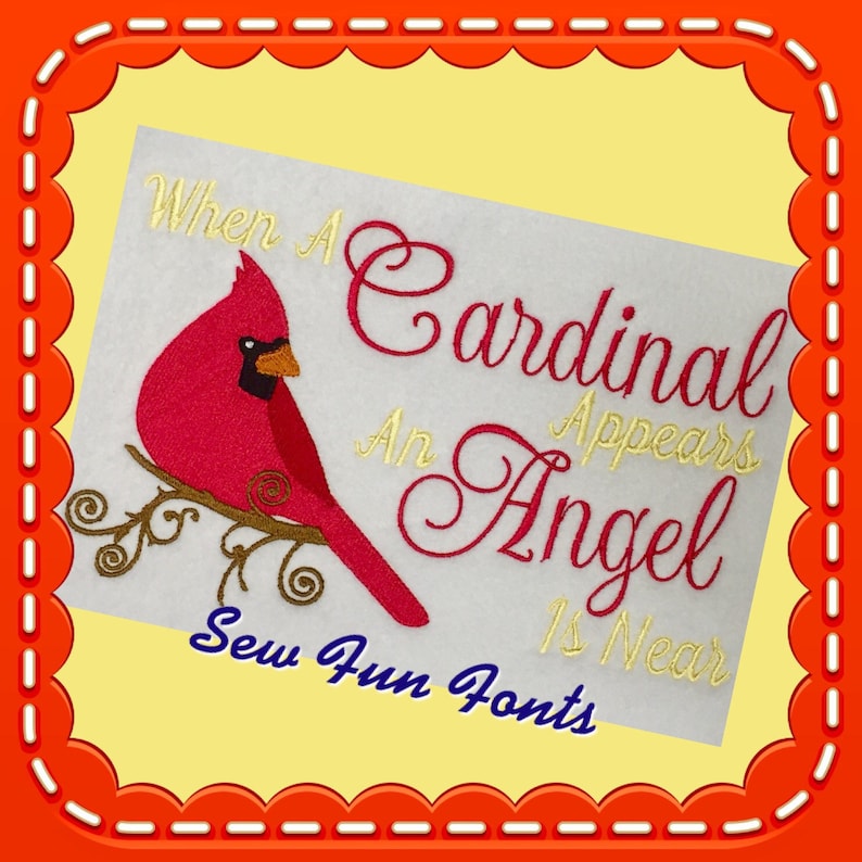 Cardinal Appears an Angel is Near 2 Sizes Embroidery Saying - Etsy