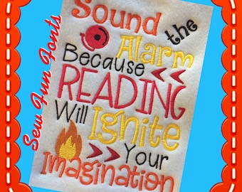 Sound the Alarm With Fireman Reading Saying Embroidery | Etsy