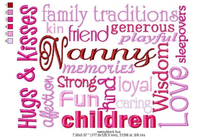 Nanny Word Block ~ Subway Art Machine Embroidery Design, Multiple ...