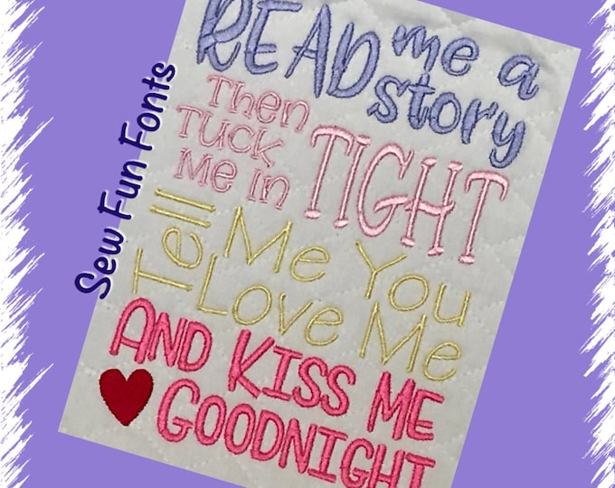 Read Me A Story Version 2 Embroidery Saying, Reading Pillow Saying ...