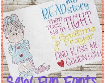 Read Me A Story Boy V2, Embroidery Saying Wispy Filled Design Reading ...