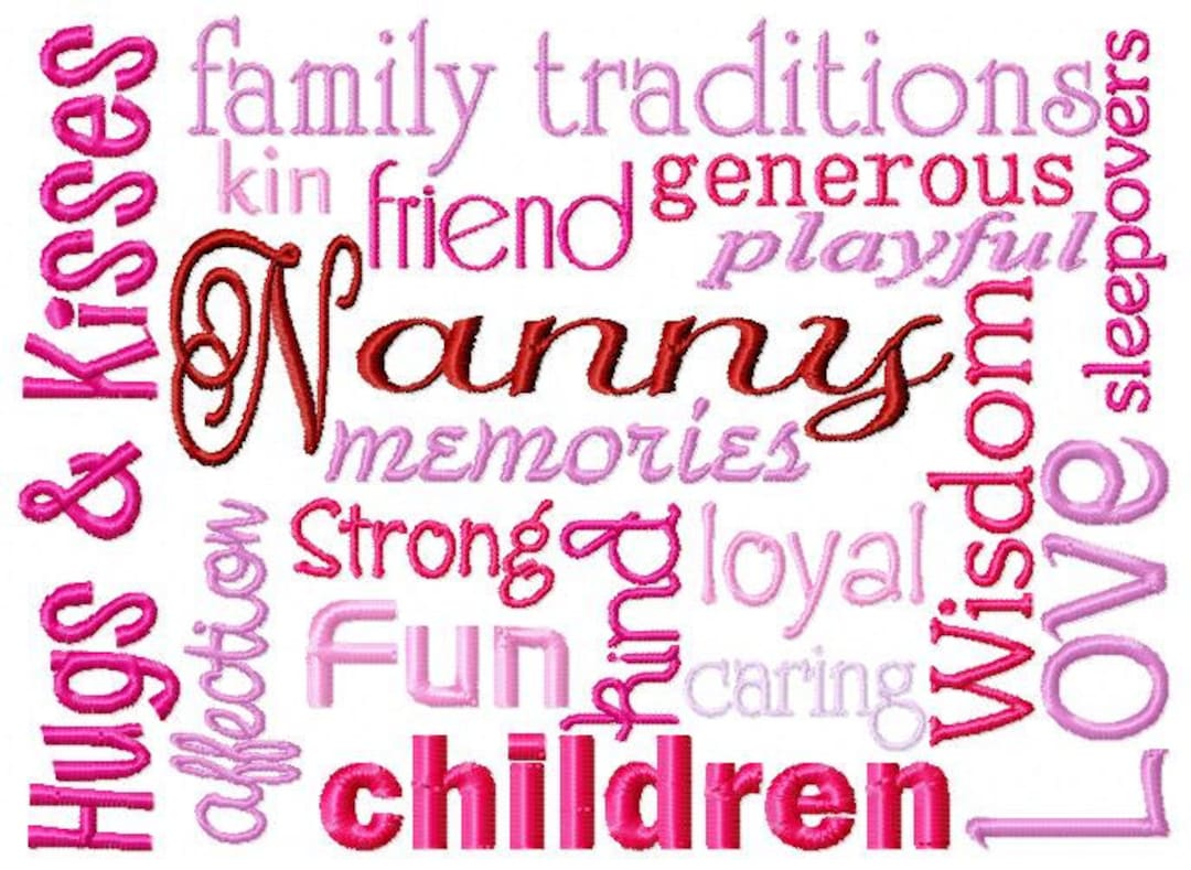 Nanny Word Block Subway Art Machine Embroidery Design, Multiple Formats ...