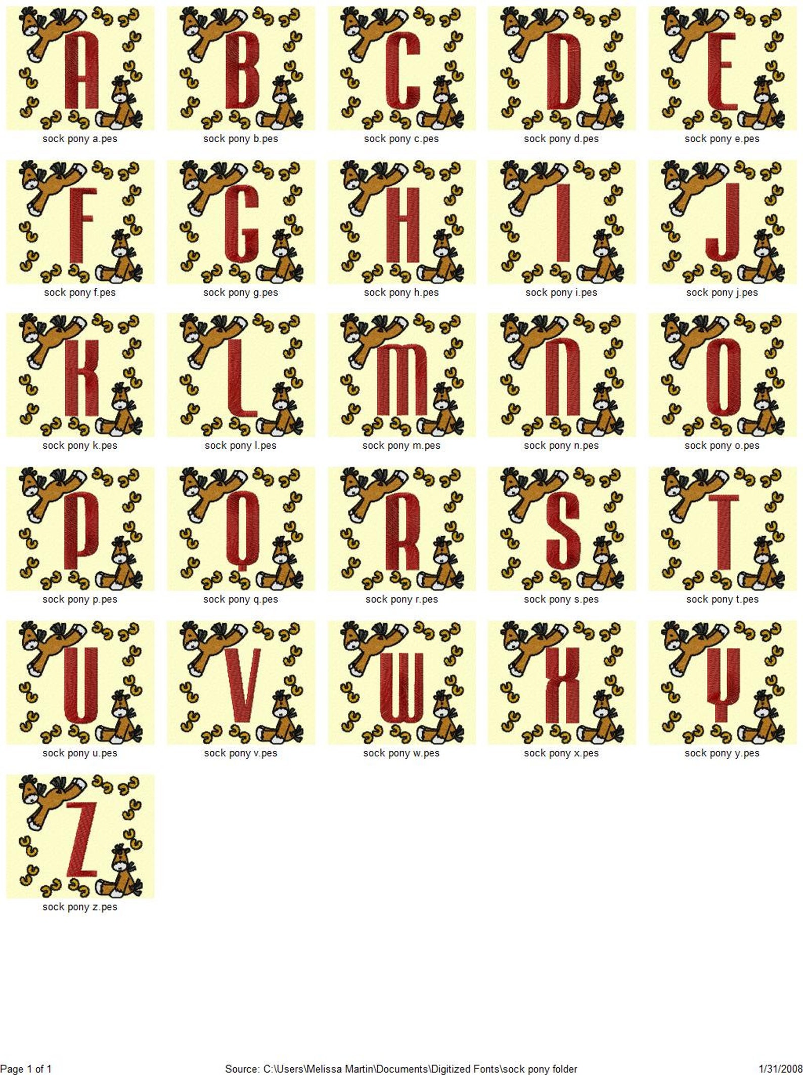 Sock Pony Machine Embroidery Monogram Font Alphabet Design Set INSTANT ...