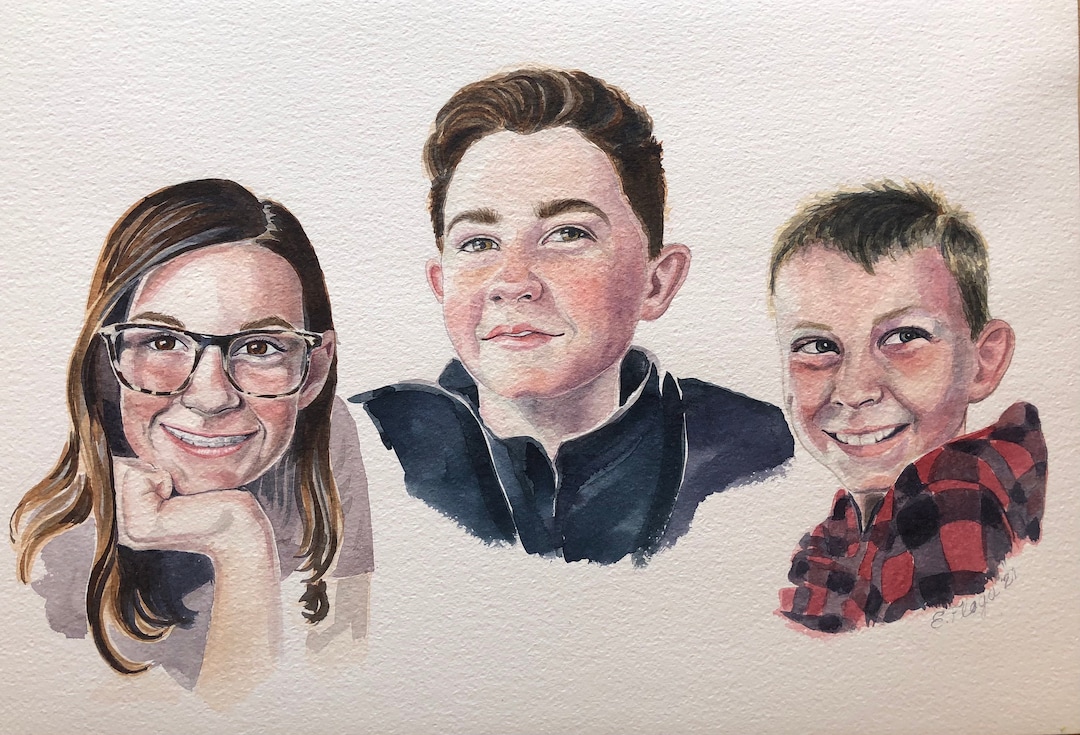 Custom Hand Painted Watercolor Portrait - Etsy