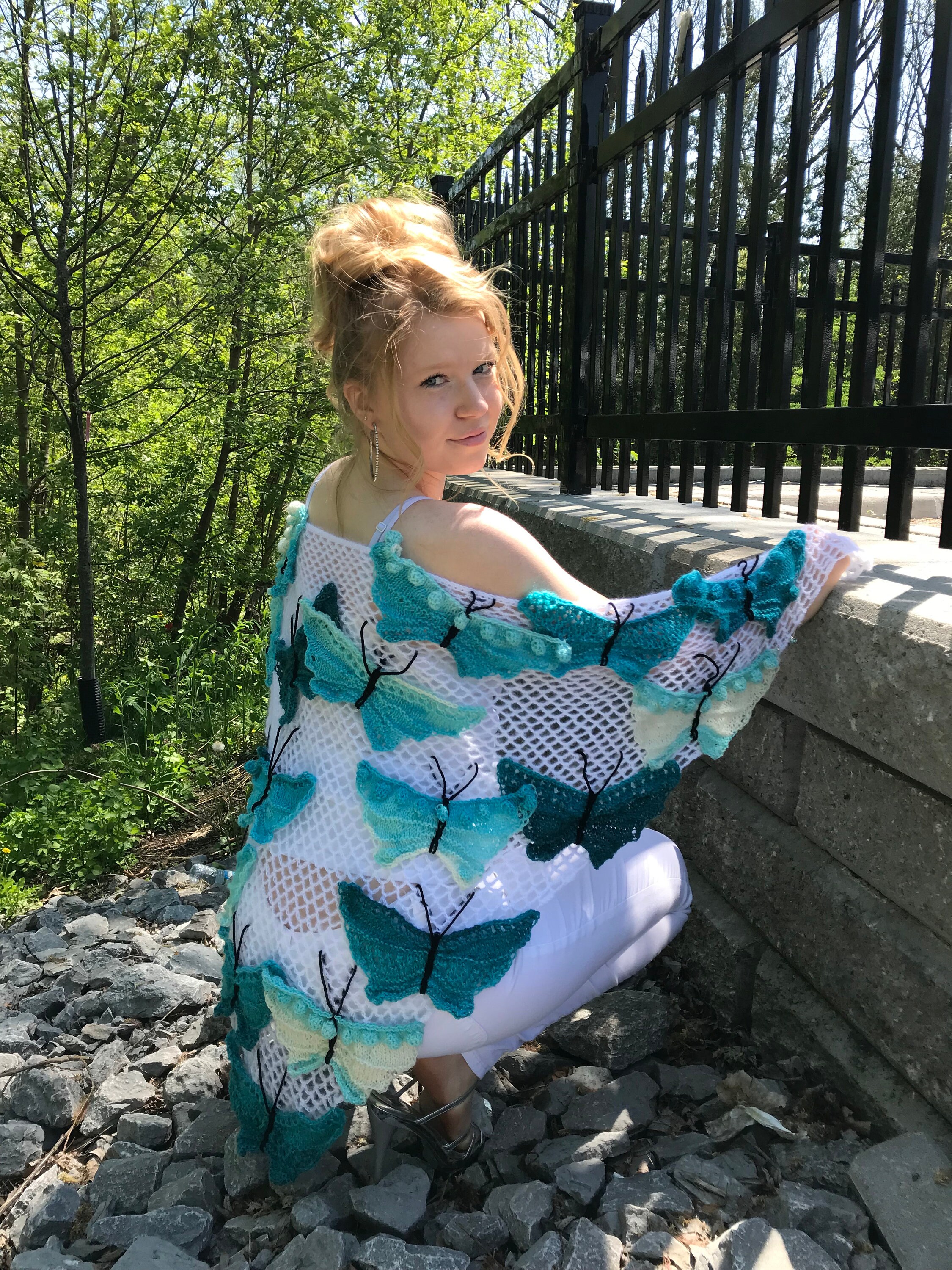 Blue Butterfly Shawl - KNITTING PATTERN - Beginner Friendly - Instant ...