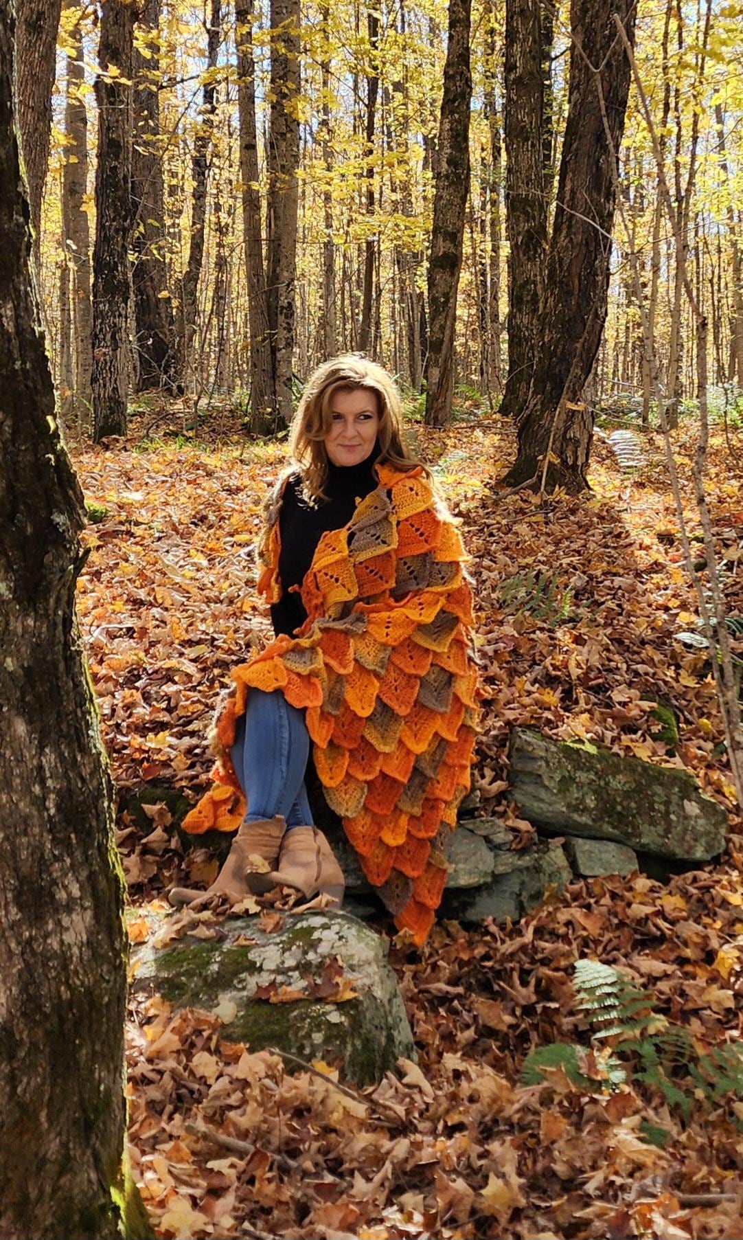 Autumn Leaves Shawl Top-down Crochet Pattern by Anna Stoklosa, Designer ...