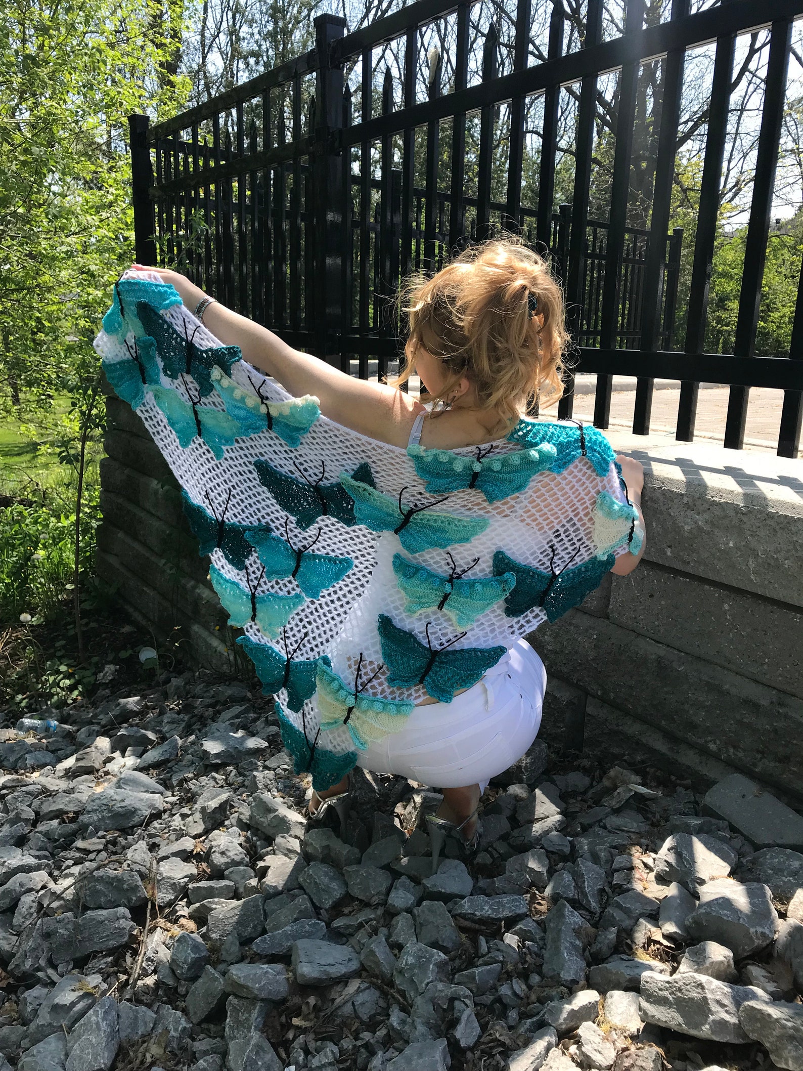 Blue Butterfly Shawl - KNITTING PATTERN - Beginner Friendly - Instant ...