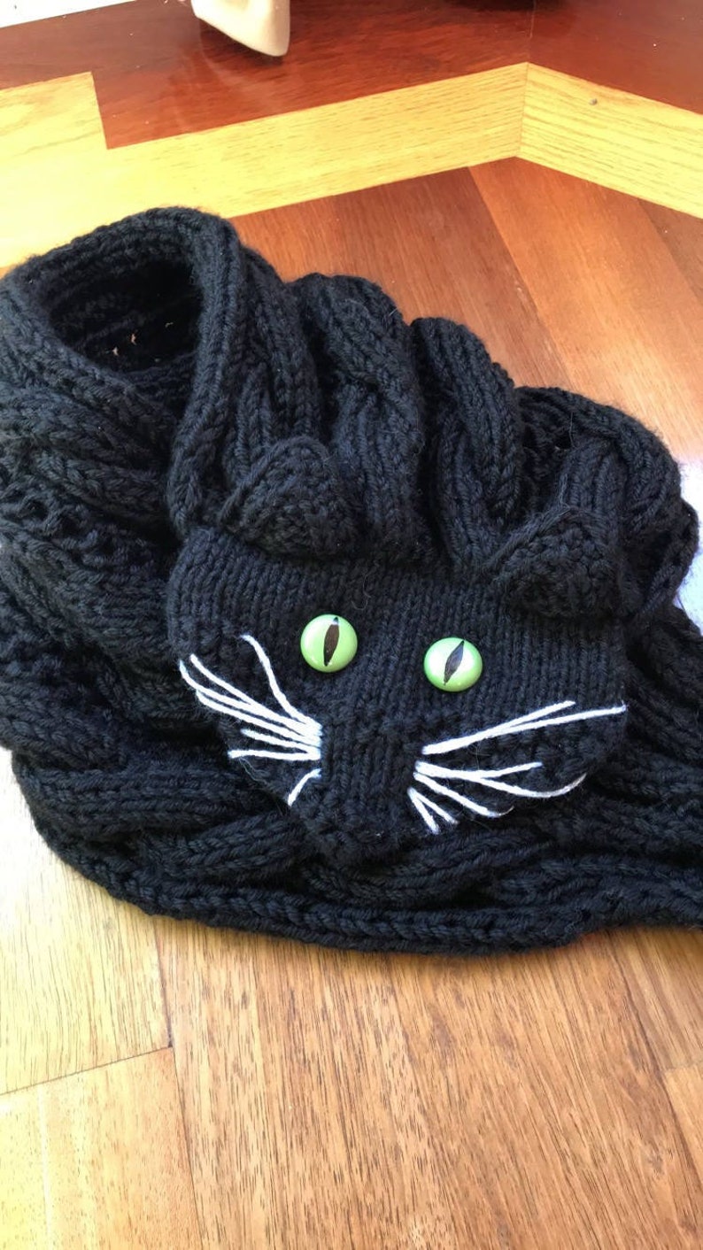 Black Cat Scarf - KNITTING PATTERN - Instant Download-i Easy & Beginner ...