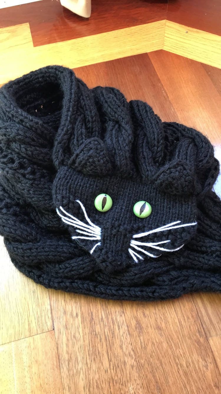 Black Cat Scarf KNITTING PATTERN Instant Download-i Easy & - Etsy