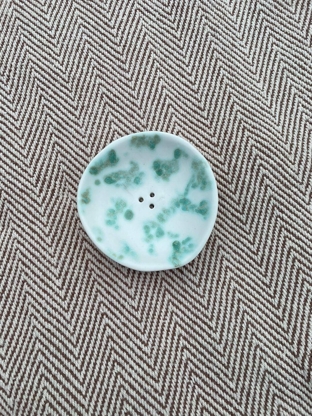 Handmade Circular / Round Ceramic Soap Dish White, Blue, Green ...