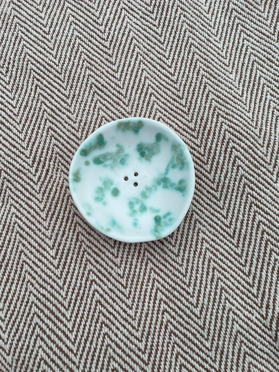 Handmade Circular / Round Ceramic Soap Dish White, Blue, Green ...