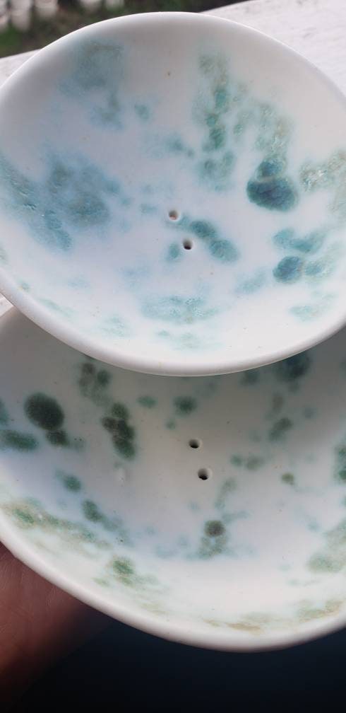 Handmade Circular / Round Ceramic Soap Dish White, Blue, Green ...
