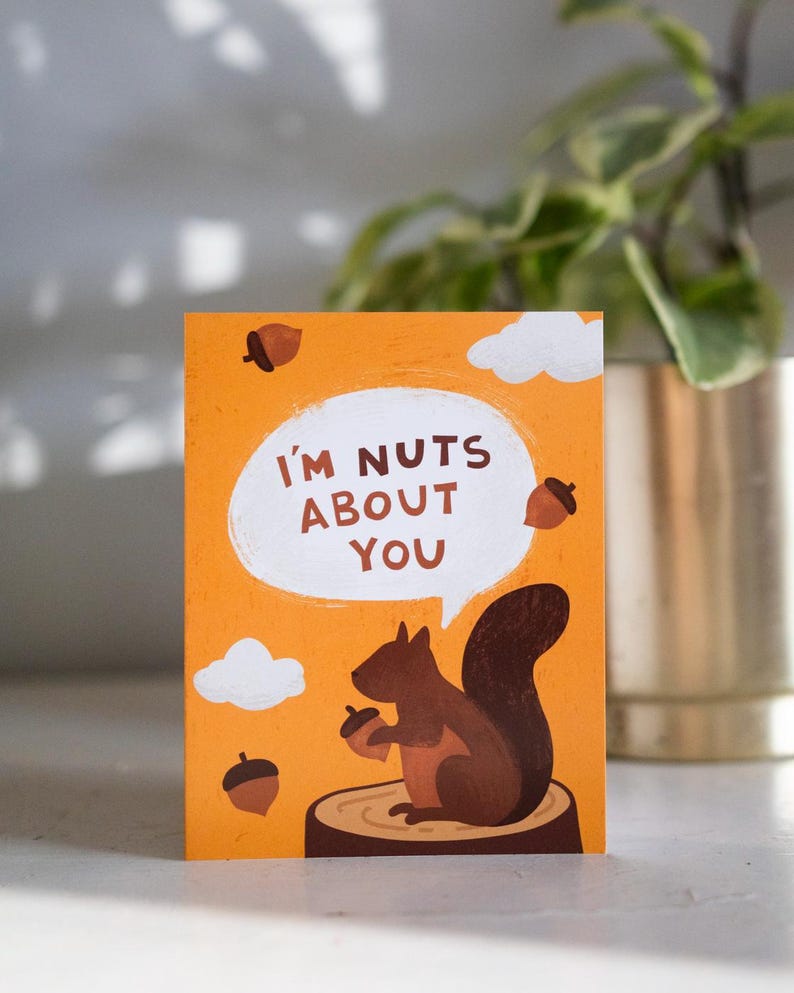 Nuts About You Squirrel Card - Etsy