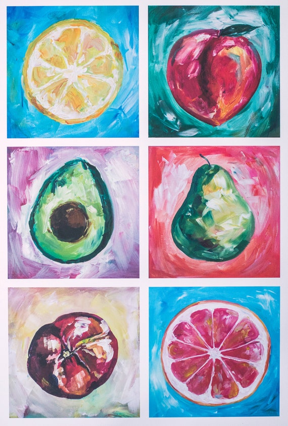 Fruit and Vegetable Art Prints 8x8 | Etsy