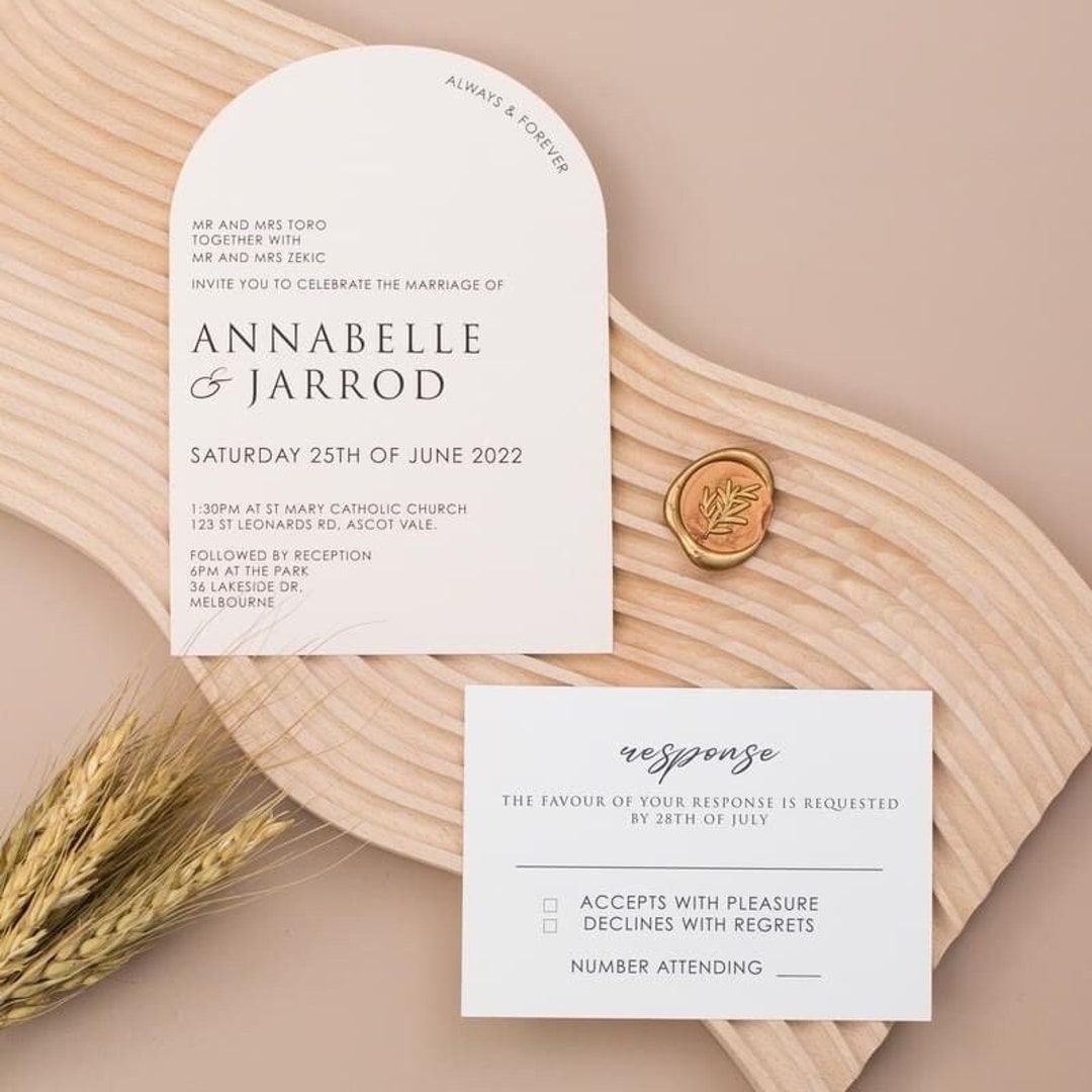 Classic Archway Paper Wedding Invitation Inc Wax Seal & RSVP | Wedding ...