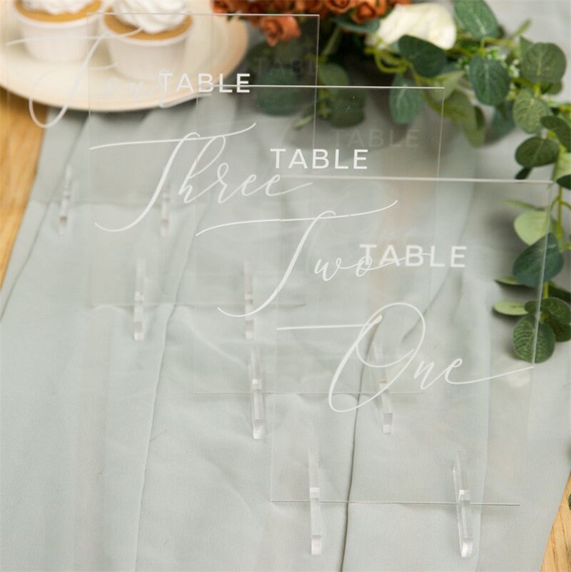 Simplistic Acrylic Clear Table Names & Numbers / Wedding Table | Etsy UK
