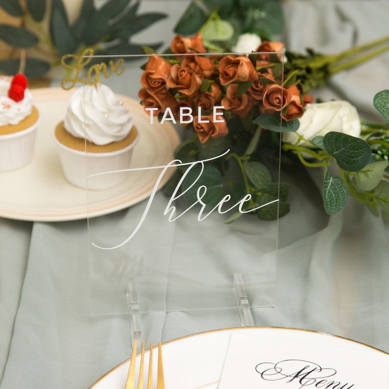 Simplistic Acrylic Clear Table Names & Numbers / Wedding Table | Etsy UK