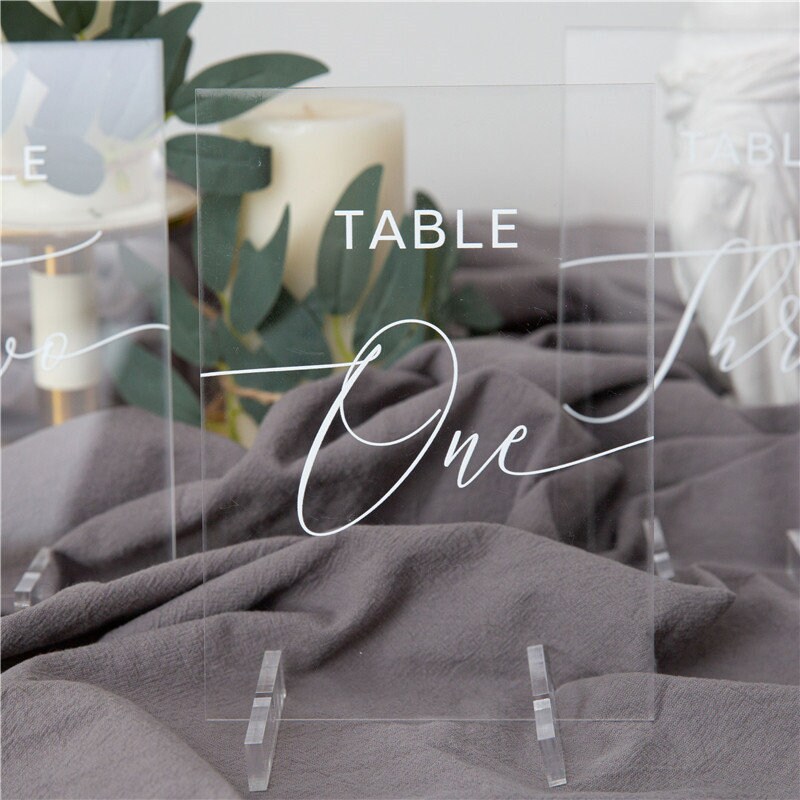 Simplistic Acrylic Clear Table Names & Numbers / Wedding Table | Etsy UK