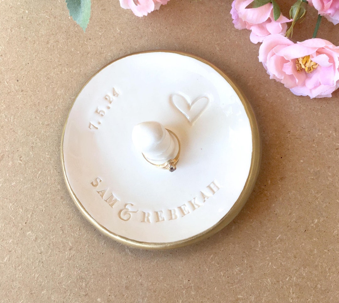 Custom Engagement Ring Dish With Post, Names City Personalized Engaged ...