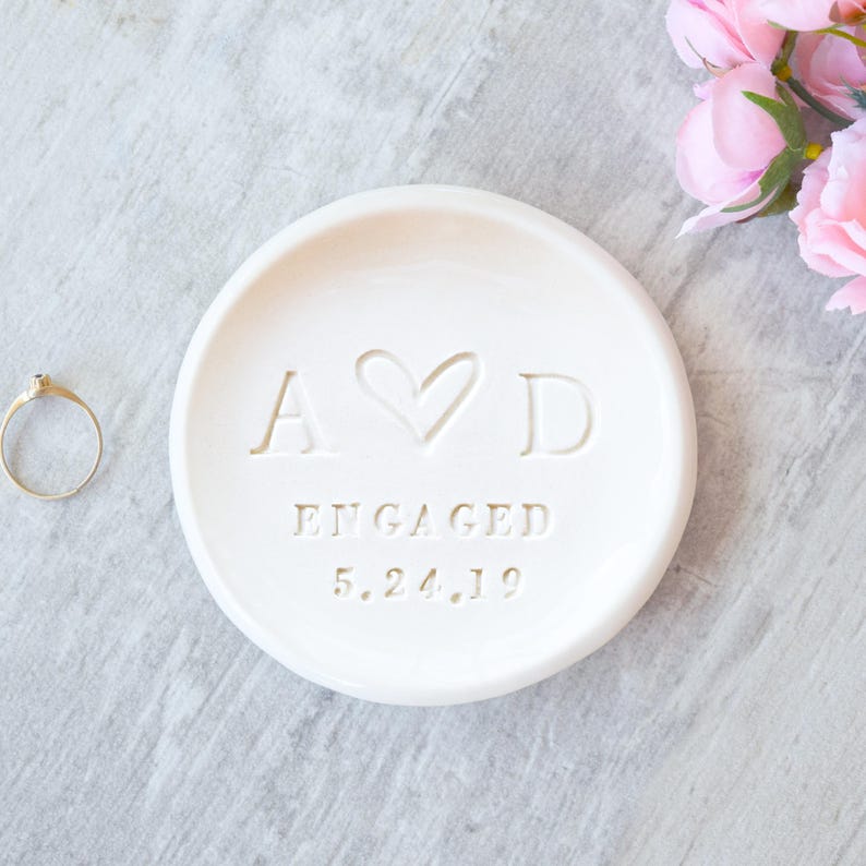 Custom Ring Dish Personalized Engagement Gifts, Pressed Name Letters ...