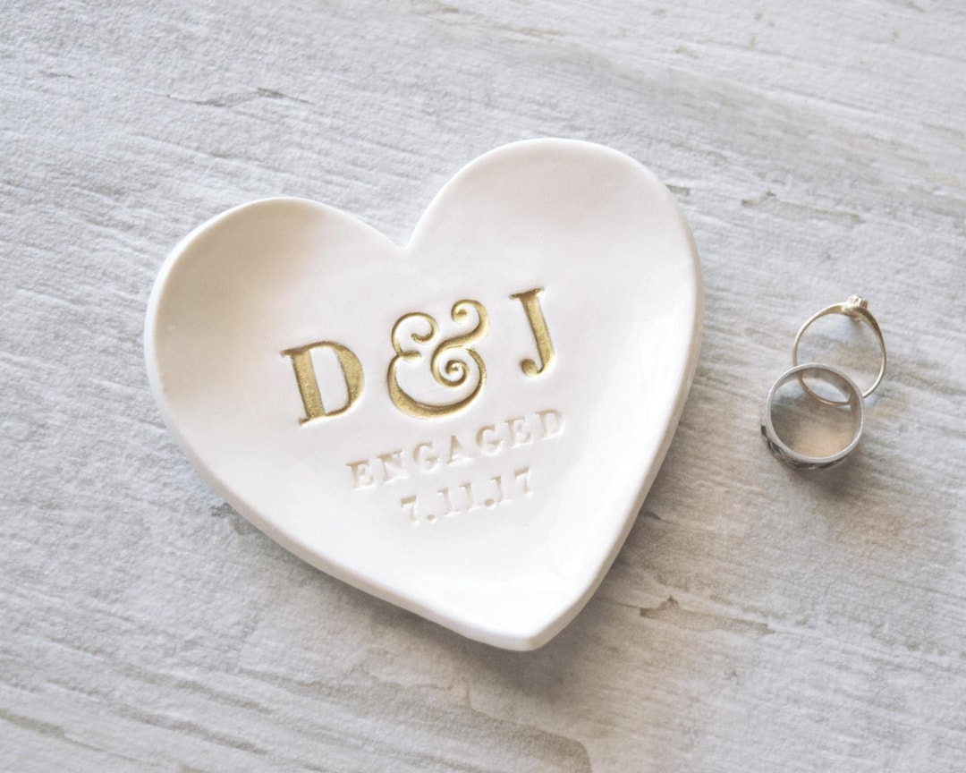 Custom Ring Dish Personalized Pottery Heart Jewelry Holder, Engraved ...