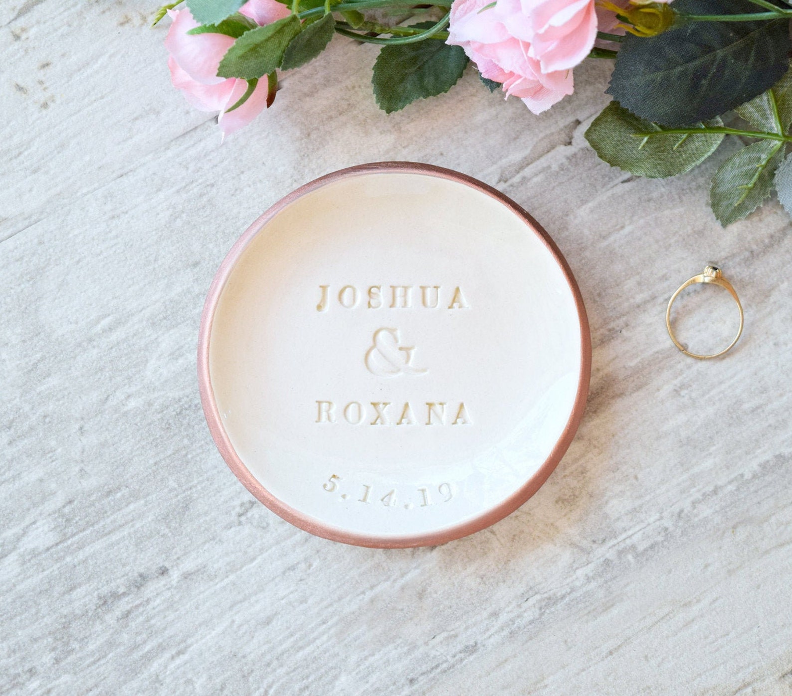 Personalized Ring Dish Engraved Names Rings Holder Newlyweds Couple ...