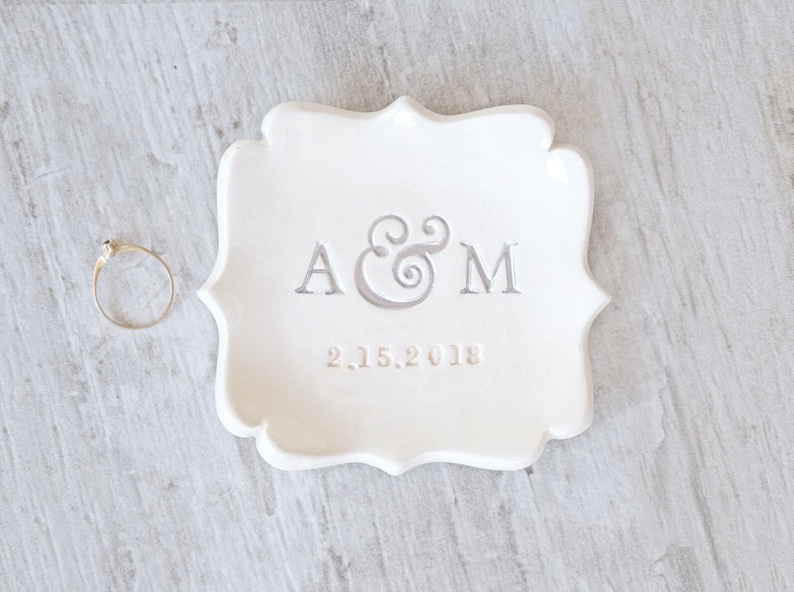 Custom Wedding Day Plate Square Ring Dish With Date, Personalized ...