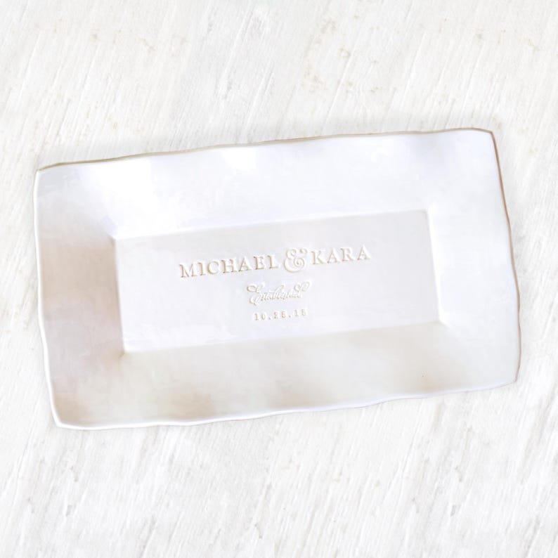 Custom Ceramic Platter Personalized Serving Tray Wavy Sides, Names ...