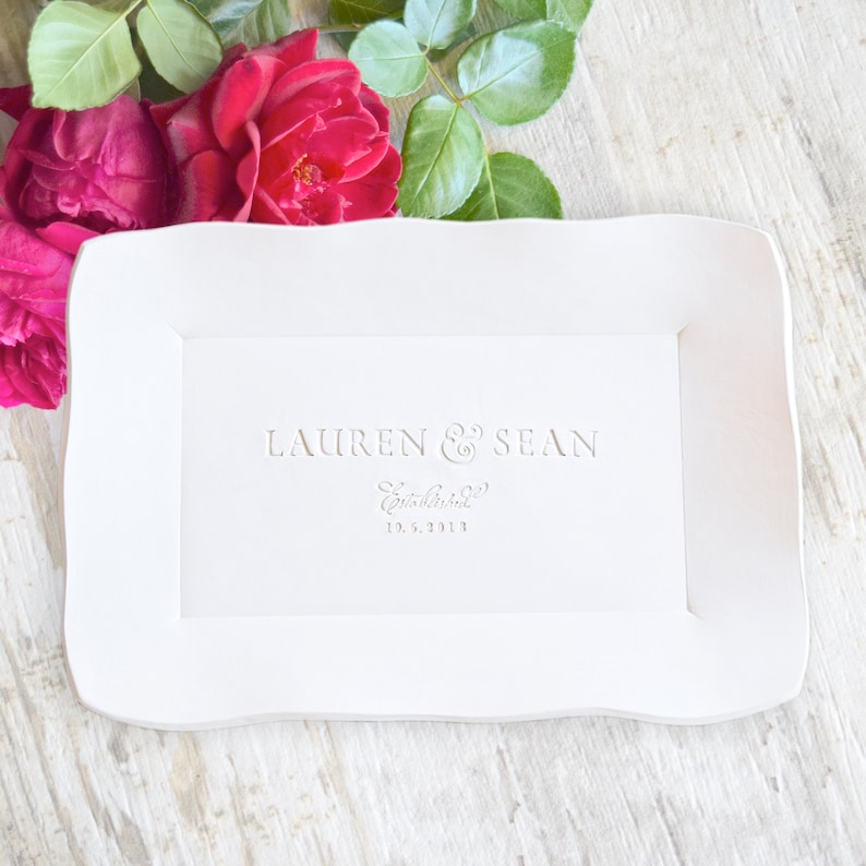 Custom Ceramic Platter Personalized Serving Tray Wavy Sides, Names ...