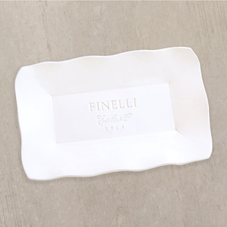 Custom Ceramic Platter Personalized Serving Tray Wavy Sides, Names ...