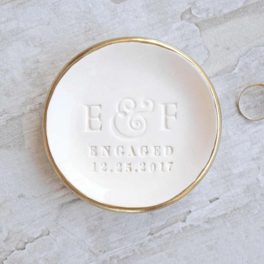 Ring Dish Engagement Ring Holder Personalized Ceramic Wedding Bowls ...