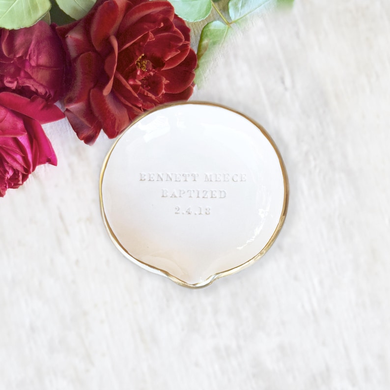 Personalized Baptism Pottery Dish, Customized Name Date Christening ...