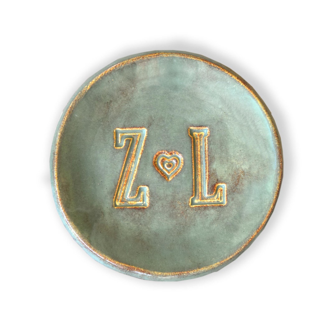 Custom Wedding Bowl Gold Monogrammed Ceramic Personalized Ring Dish ...