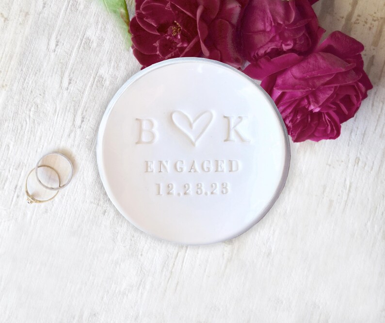 Custom Ring Dish Personalized Engagement Gifts, Pressed Name Letters ...