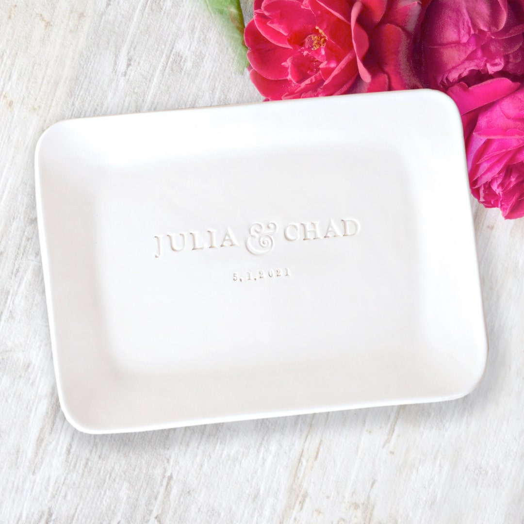 Custom Names Pottery Platter Modern Serving Tray, Personalized Ceramic ...