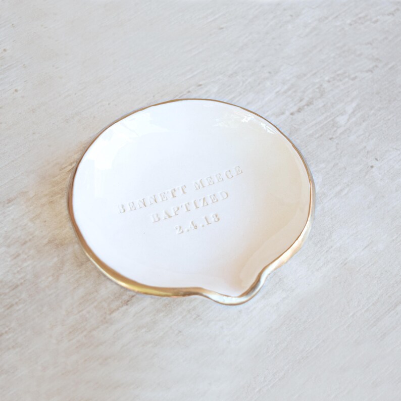 Personalized Baptism Pottery Dish, Customized Name Date Christening ...