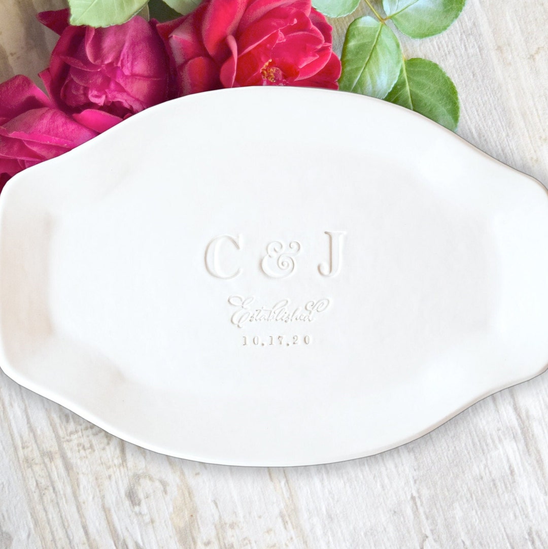Custom Name Platters Personalized Pottery Wedding Gift Monogram Trays ...