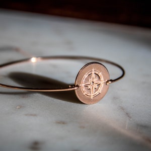 True North Compass Bangle/true North Jewelry/rose Gold Compass Bracelet ...