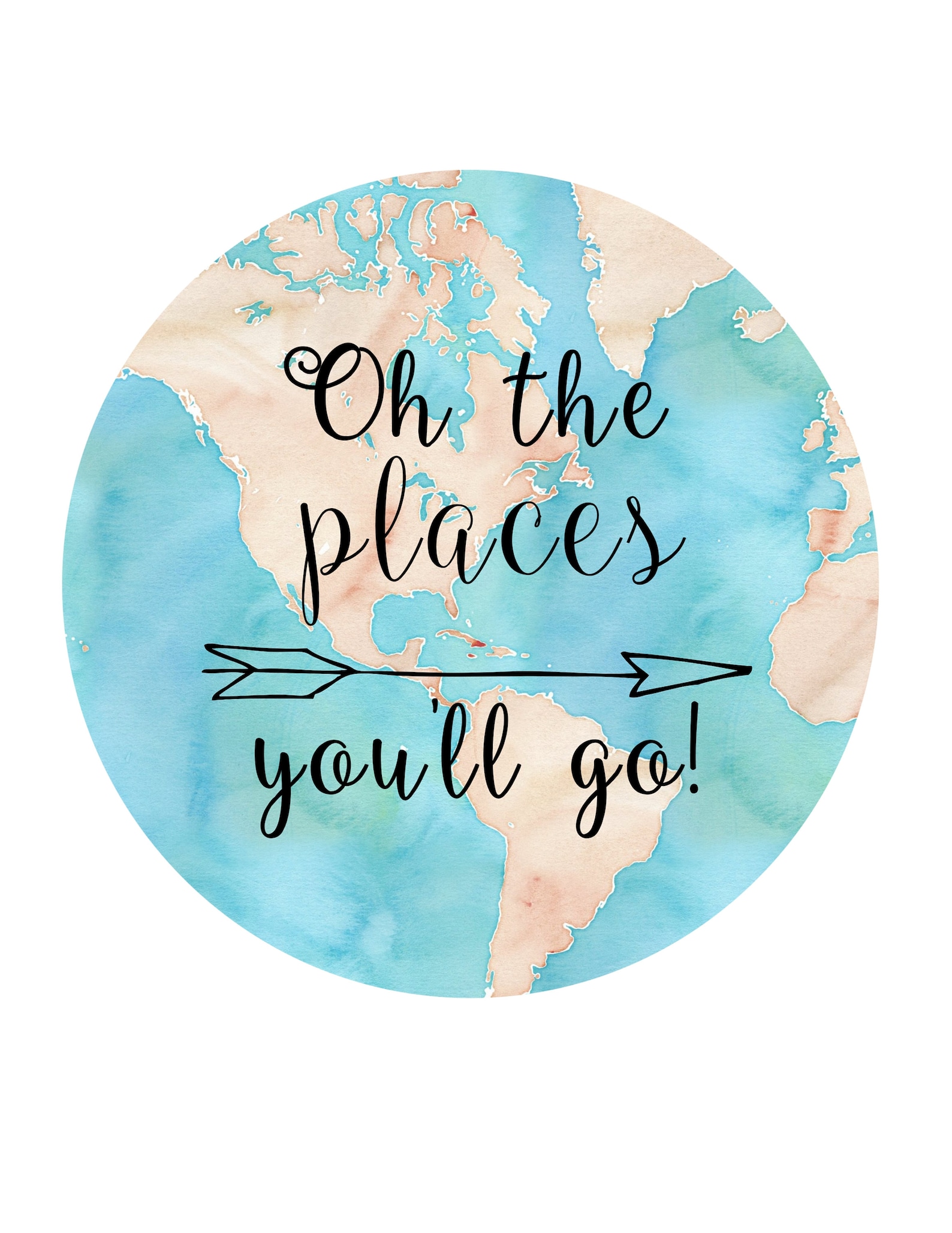 Oh the Places You'll Go Poster Graphic Design Word Art - Etsy