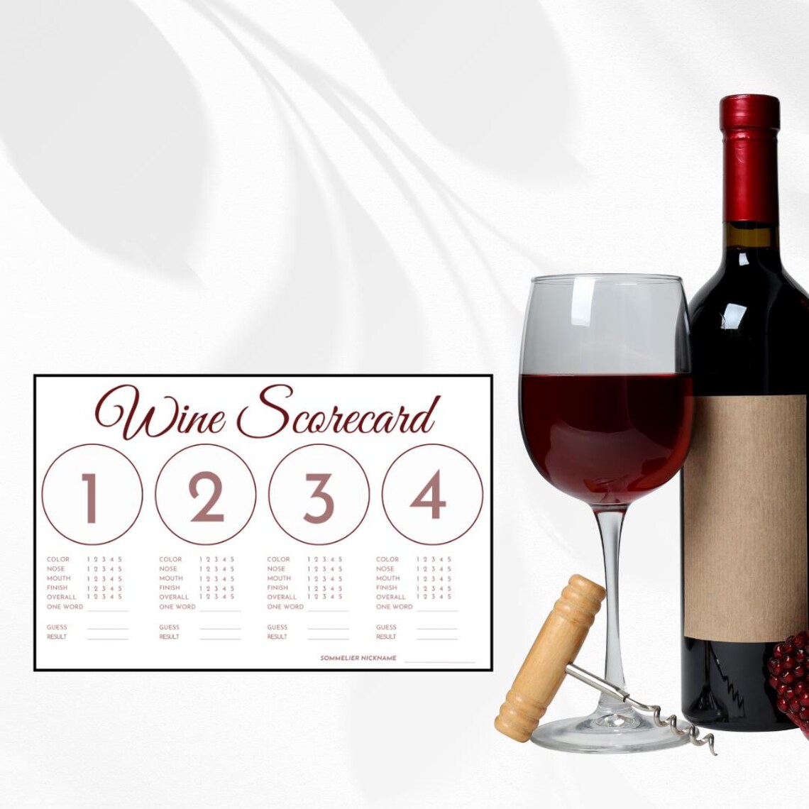 Printable Wine Tasting PLACEMAT | Blind Tasting Scorecard Party Game ...